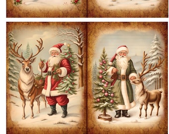 Santa Rice Paper for Decoupage: Christmas Collage (A4 Sheet) - Etsy