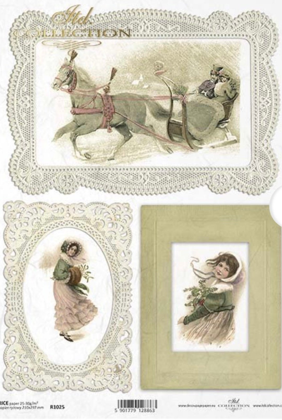 Vintage Winter Snow Scene Rice Paper for Decoupage, Scrapbooking ...