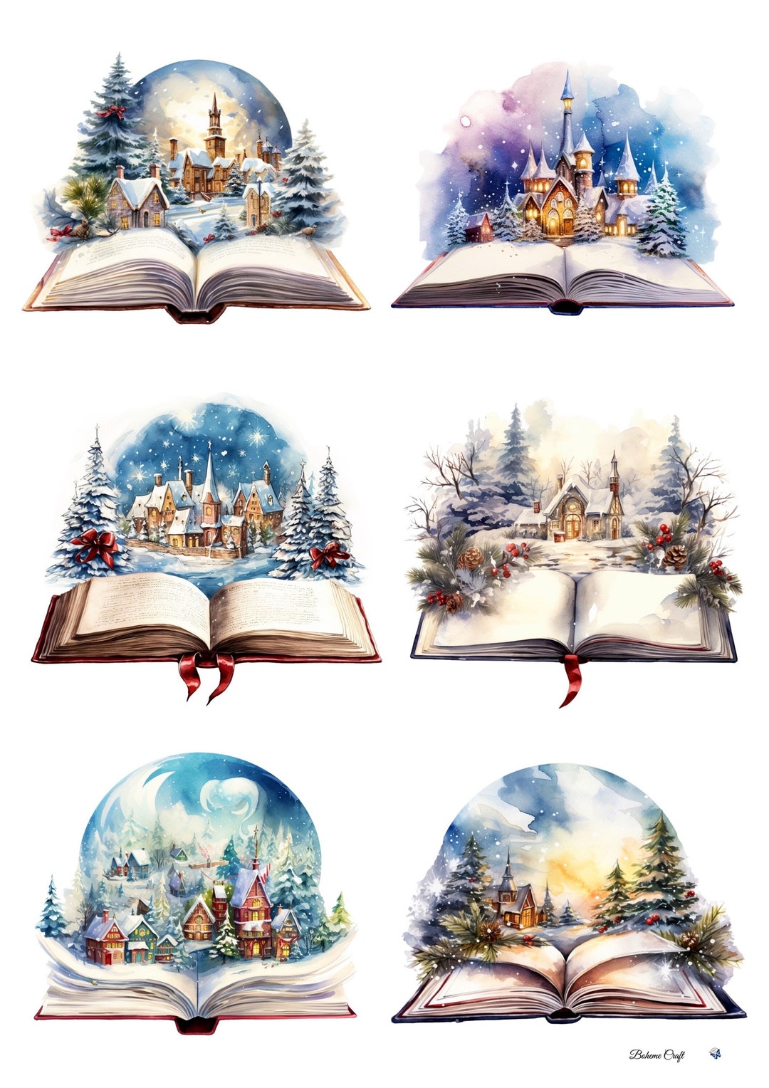 Christmas Village Rice Paper: Snow Scene Decoupage, Scrapbooking - Etsy