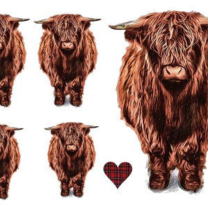 Printable Highland Cow Art Print Collage for Decoupage, Journals ...