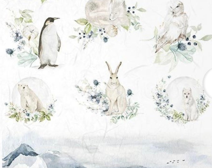 Winter Snow Scene With Arctic Animals Rice Paper for Decoupage ...