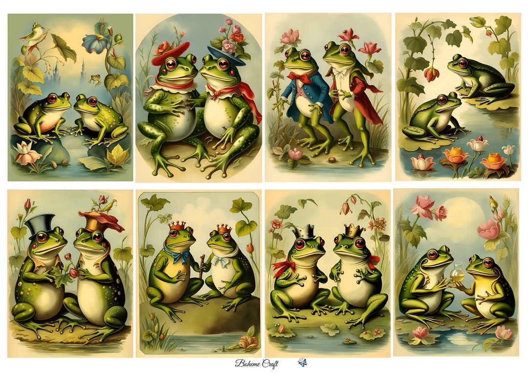 Vintage Fairytale Frog Collage Rice Paper for Decoupage (A4 Sheet) - Etsy