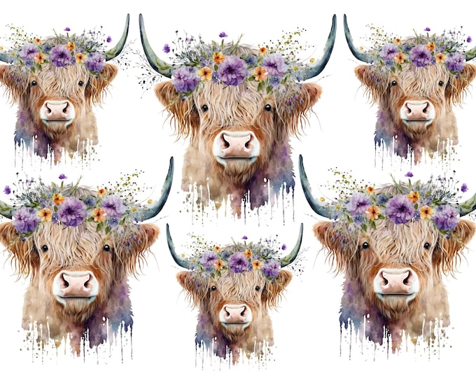 Rice Paper for Decoupage, Highland Cows Collage Sheet, Decorative ...