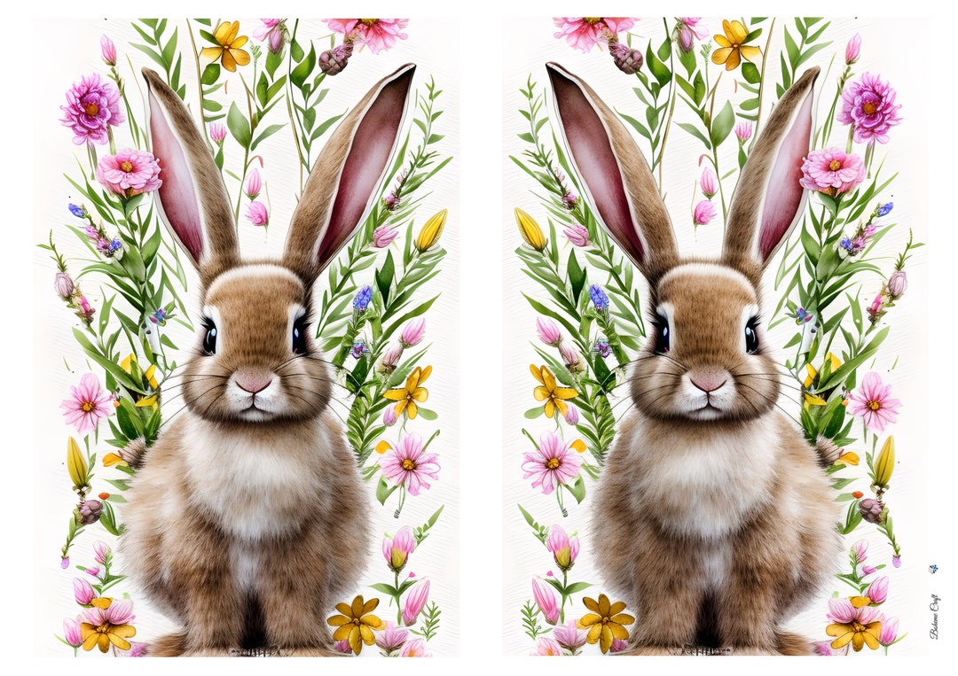 Decorative Rice Paper for Decoupage / Mulberry/ Bunny Rabbit ...