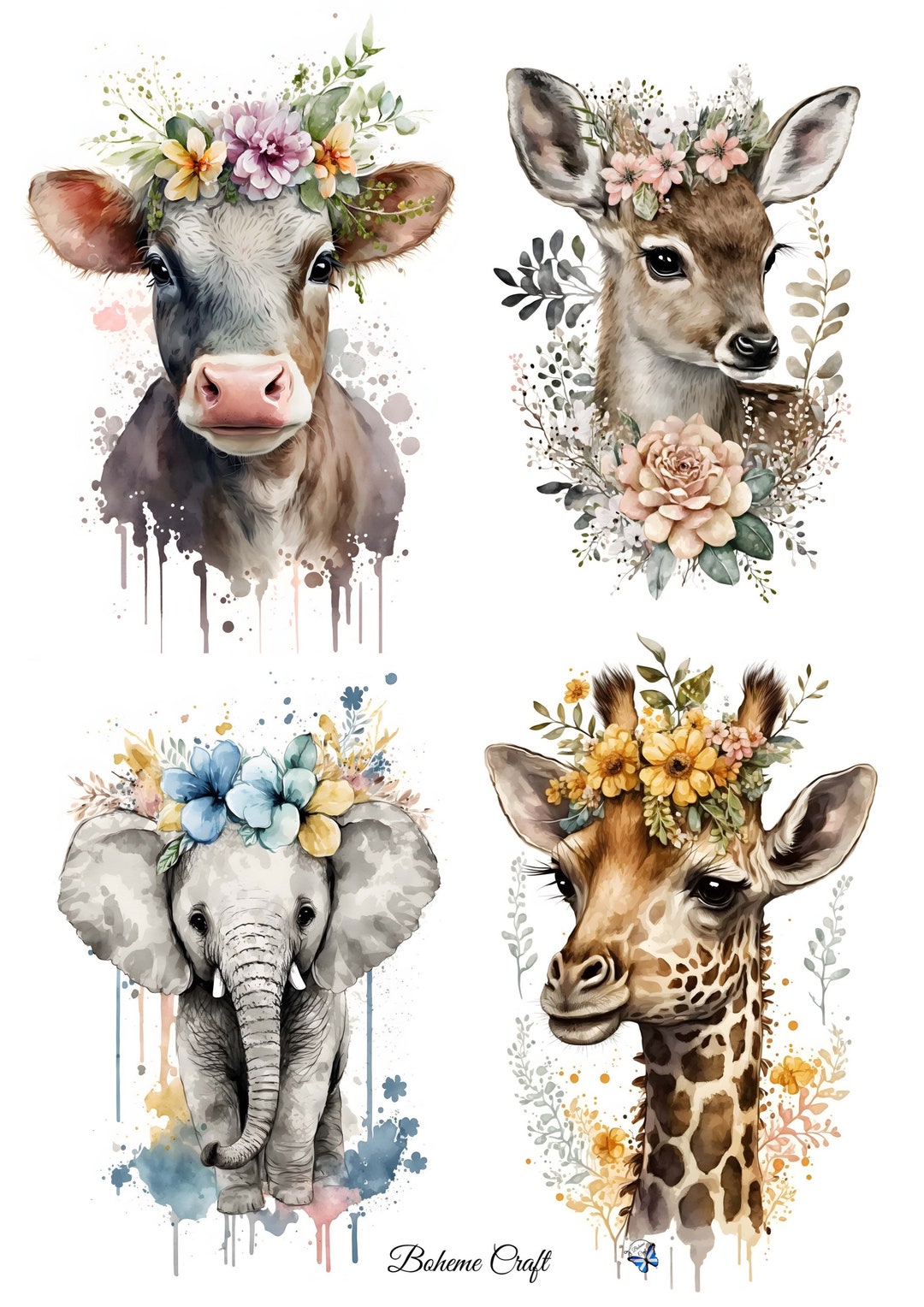 Rice Paper for Decoupage, Safari Animals, Collage Sheet, Decorative ...