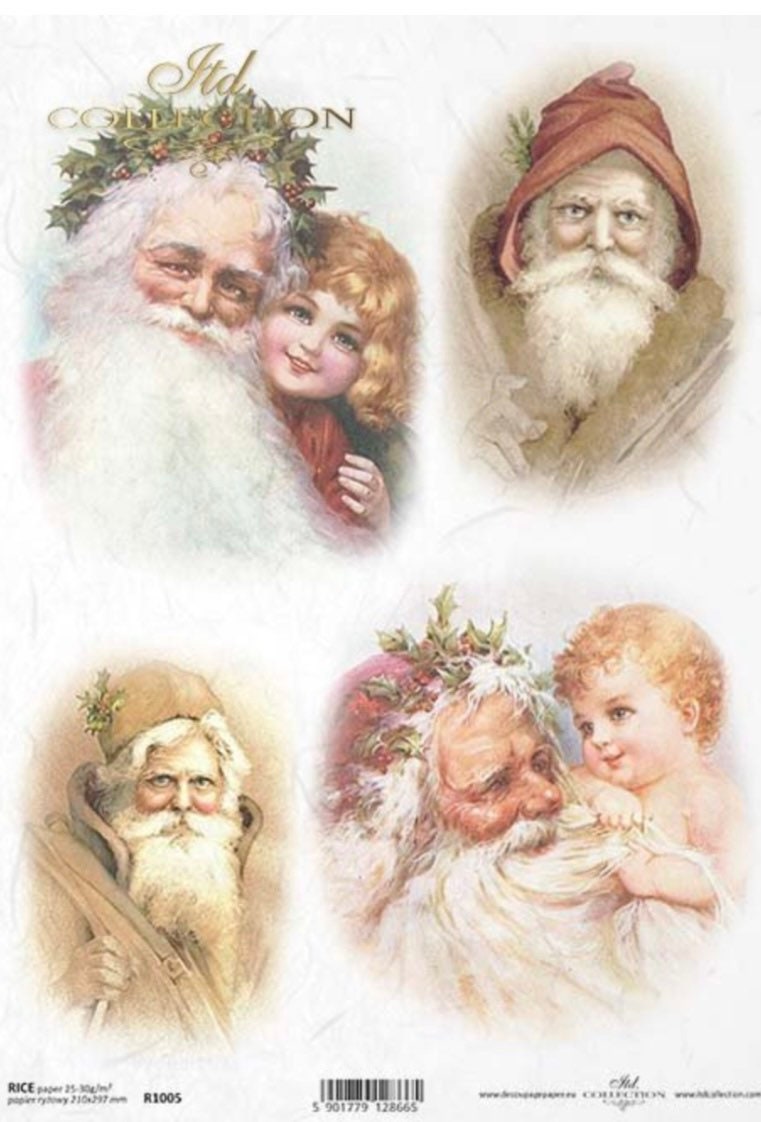 Santa Rice Paper for Decoupage Vintage Christmas Mulberry - Etsy