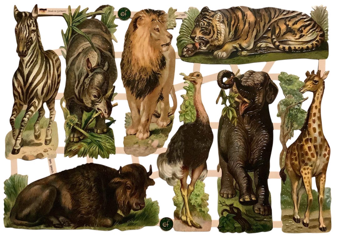 Vintage Safari Animal Die Cut Paper Scraps: Card Making, Decoupage - Etsy