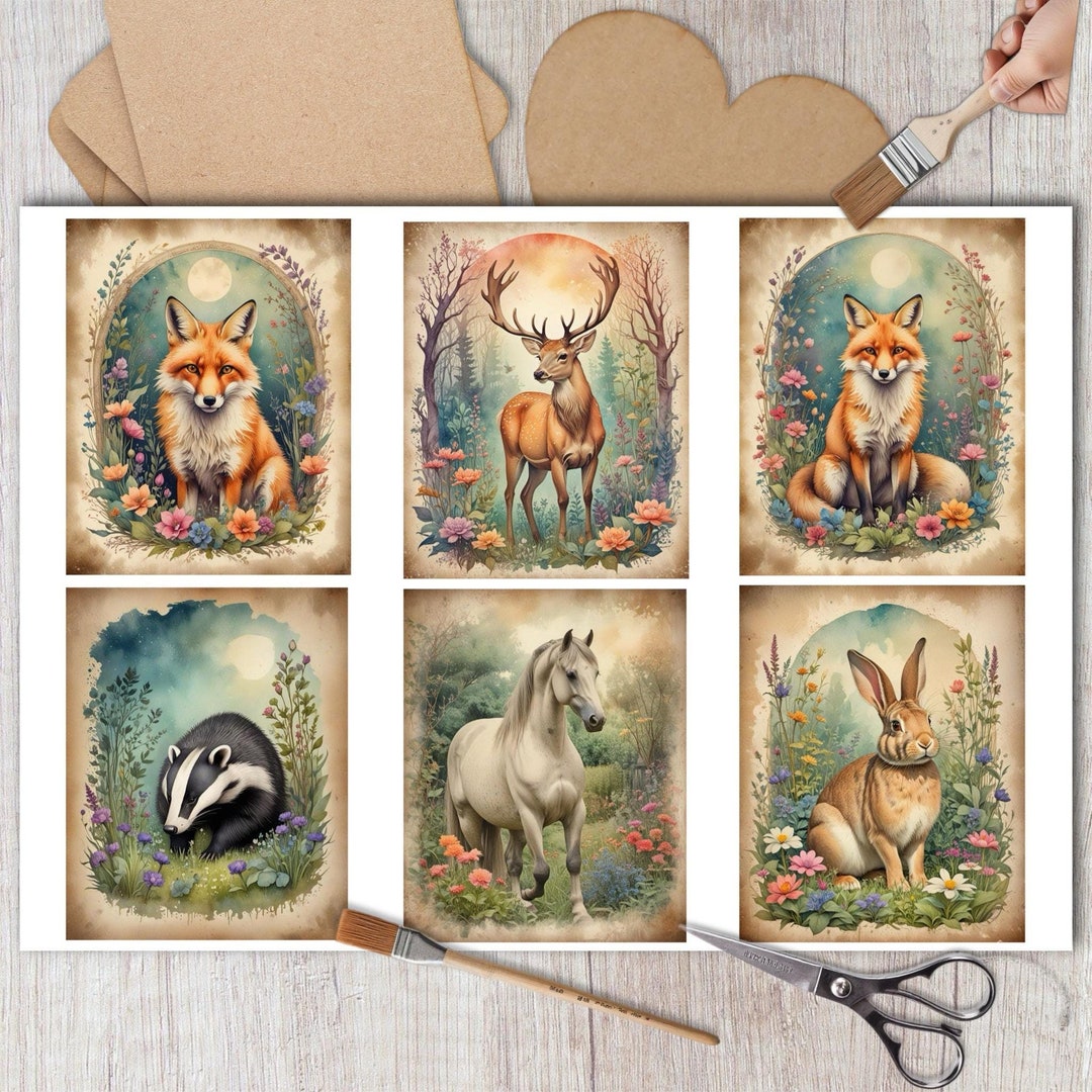 Woodland Animal Rice Paper: Vintage Decoupage Paper, Scrapbooking - Etsy