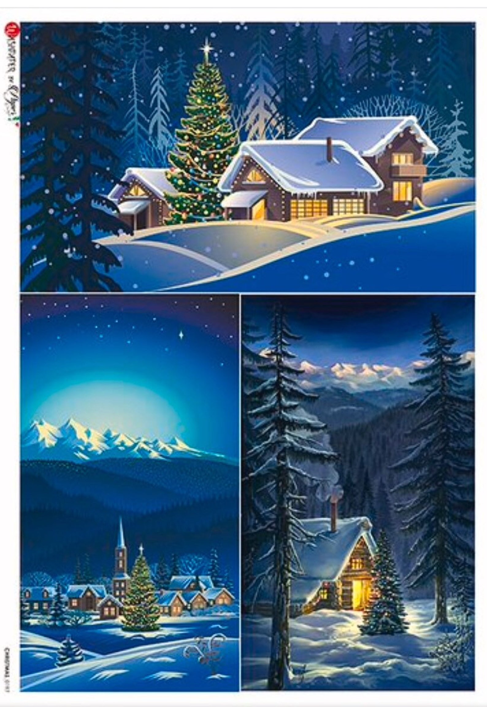 Rice Paper for Decoupage Vintage Christmas Snow Scene - Etsy