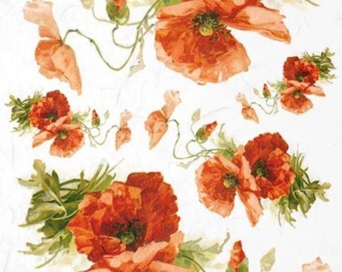 Vintage Red Poppy Rice Paper for Decoupage, Red Poppies, Decorative ...