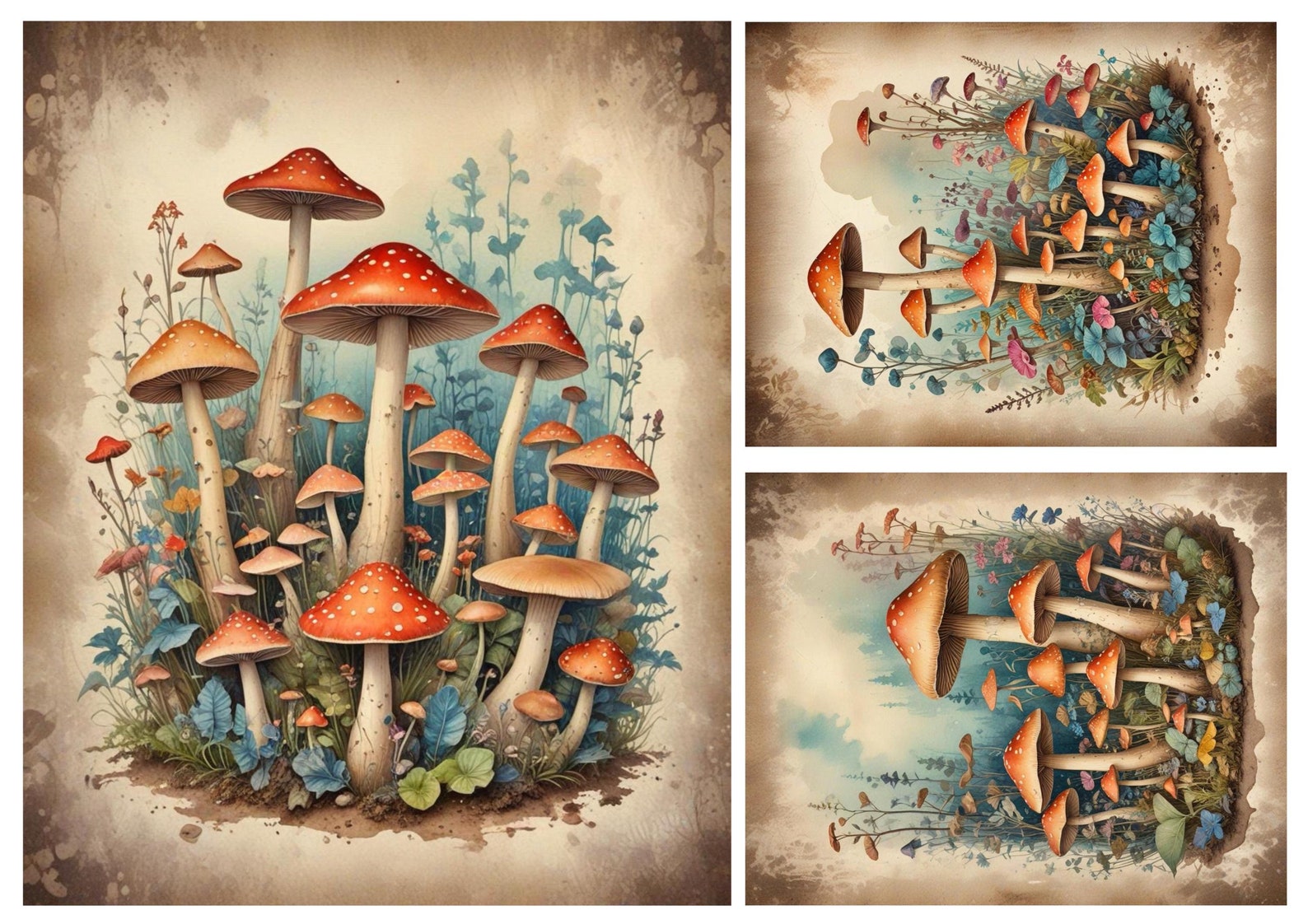 Vintage Toadstool Mushroomrice Paper for Decoupage, Card Making ...