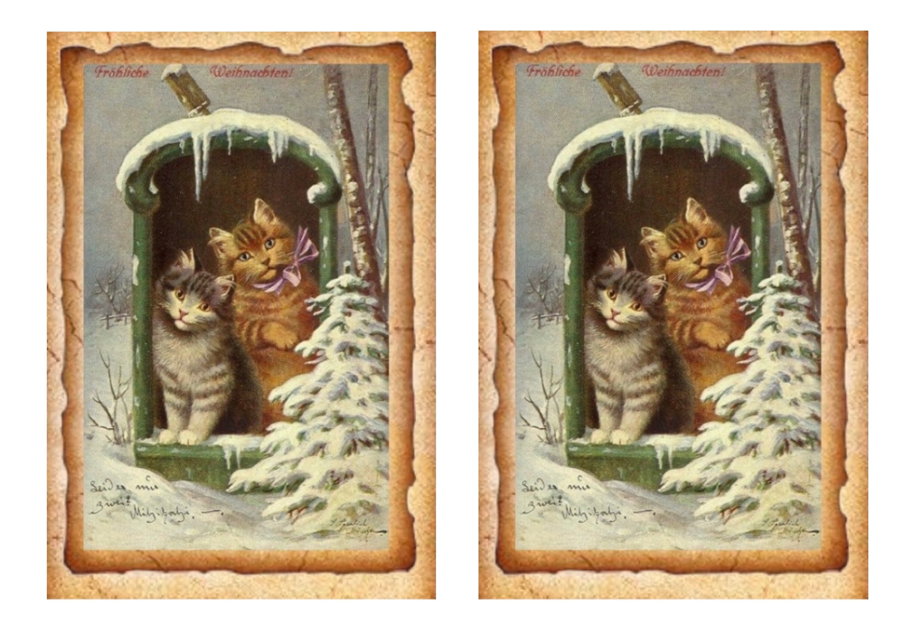 Victorian Christmas Cards Cats