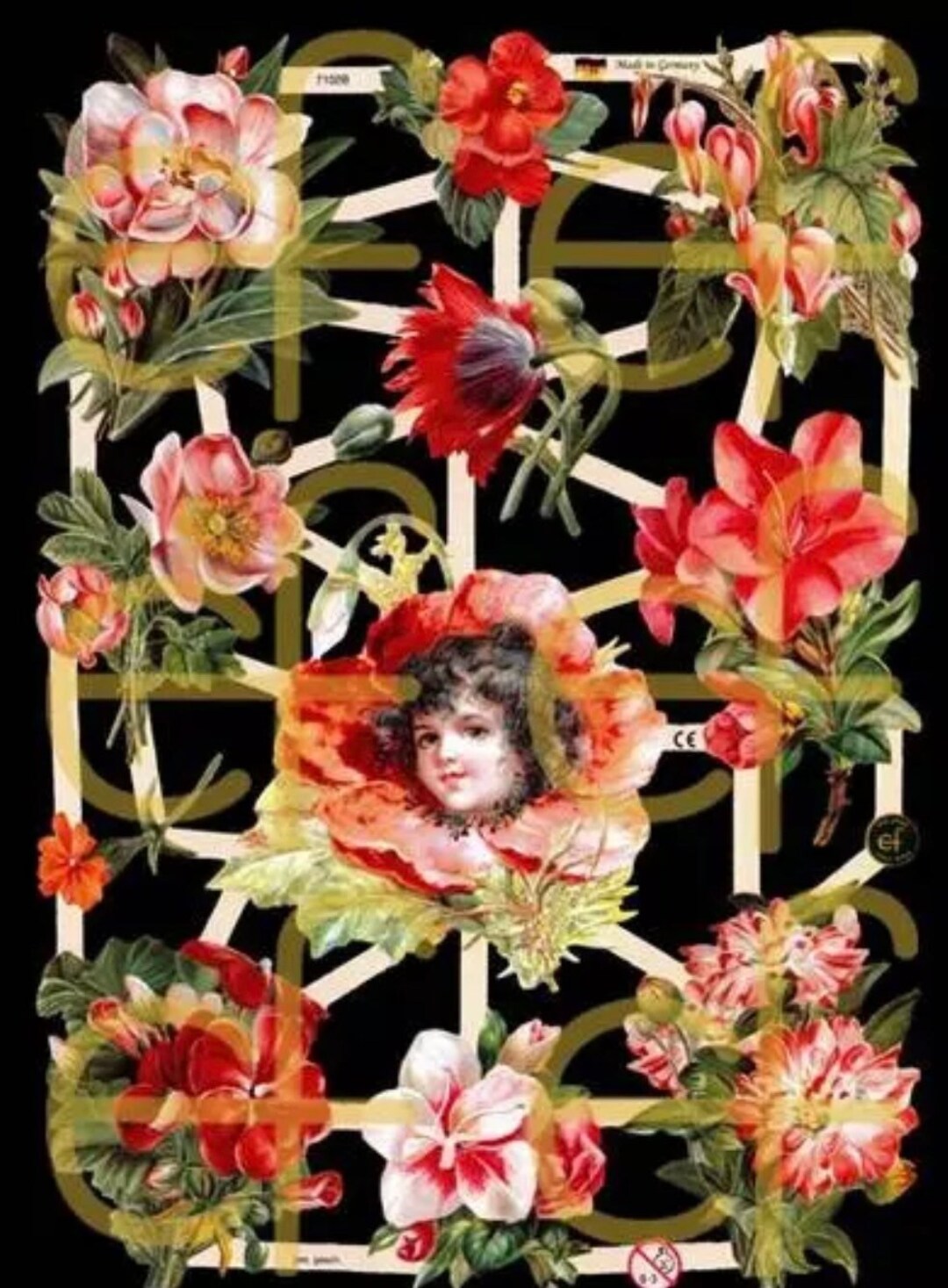 Paper Flower Girl Die Cut Scraps for Decoupage, Scrapbooking ...