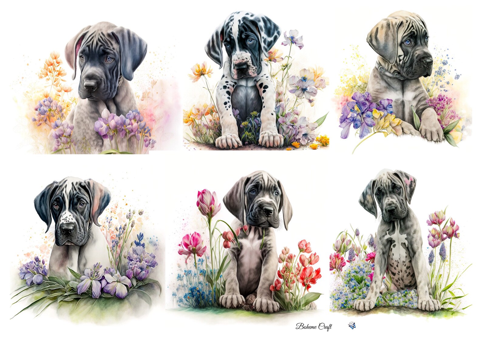 Great Dane Dogs Rice Paper for Decoupage, Scrapbooking (A4/A5) - Etsy
