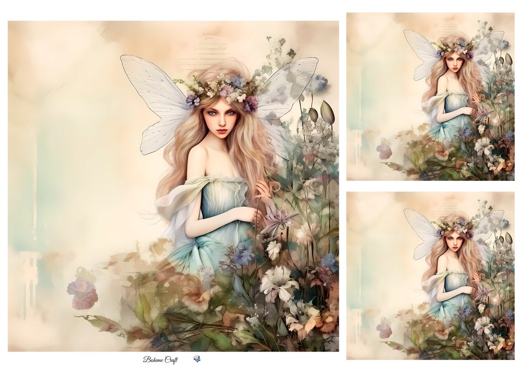 Fantasy Watercolor Fairy Rice Paper for Decoupage, Scrapbooking, Card ...