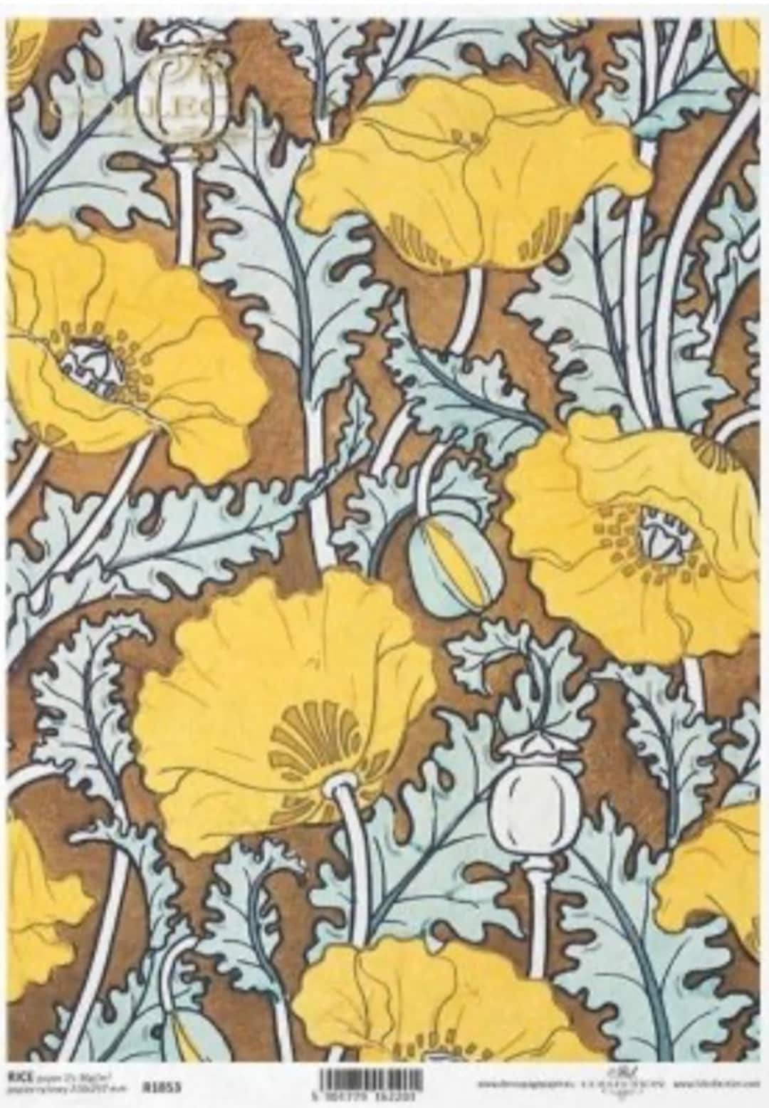 Yellow Poppy Rice Paper Sheet Decoupage, Decorative Paper Crafts ...