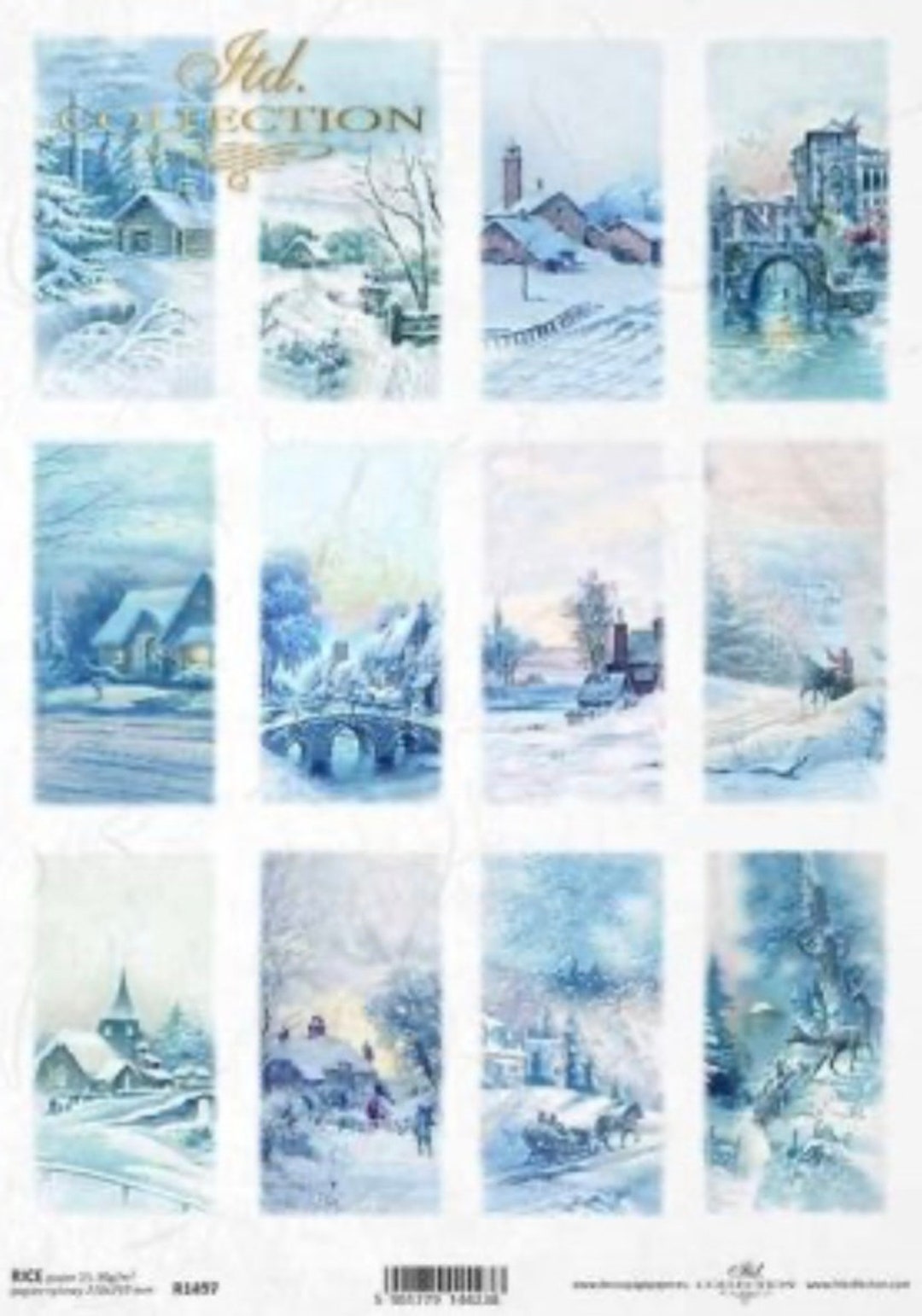 Rice Paper for Decoupage, Snow Scene, Mulberry Tissue, Scrapbooking ...