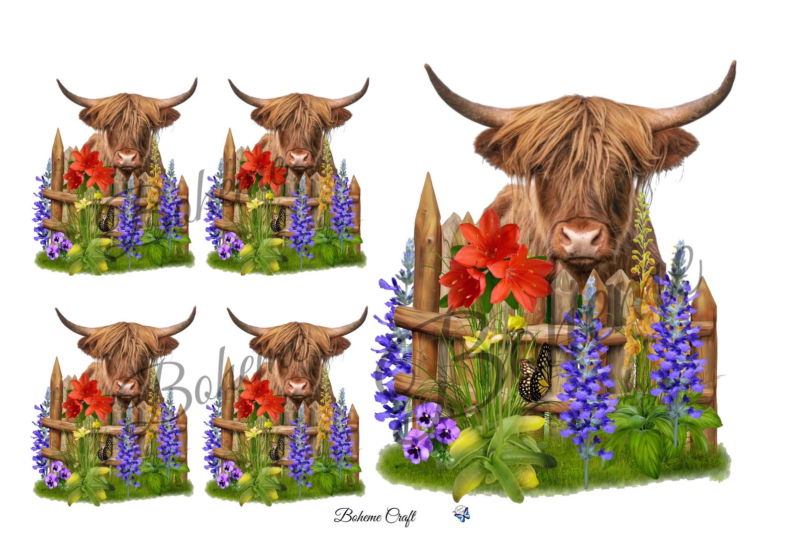 Highland Cow Printable Clipart Image Digital Download - Etsy Canada