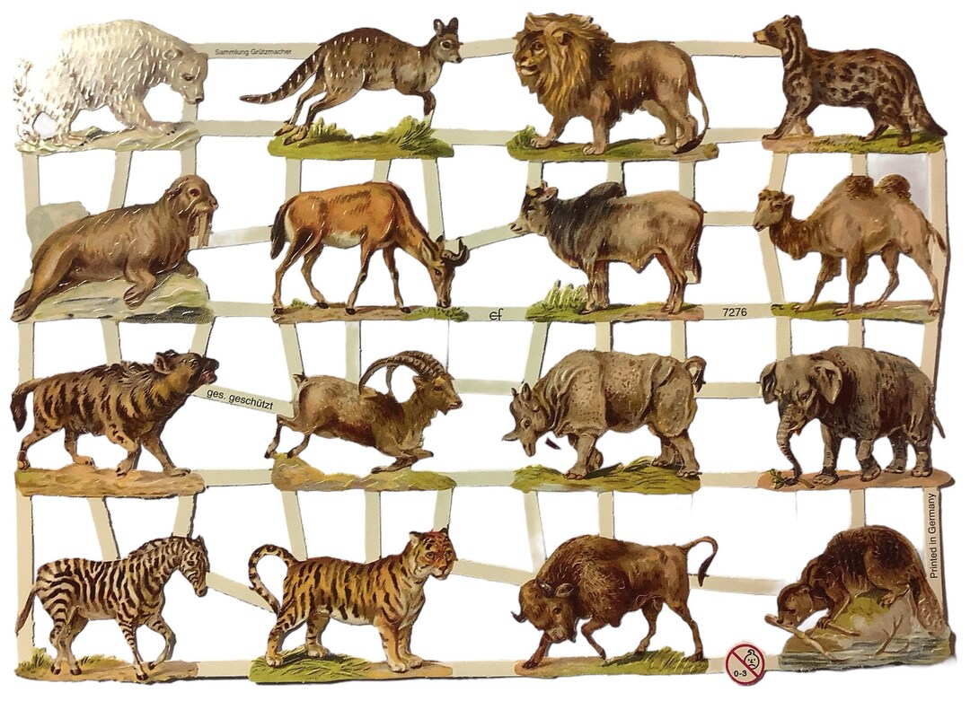 Safari Animal Paper Die Cut Scraps for Decoupage, Scrapbooking ...