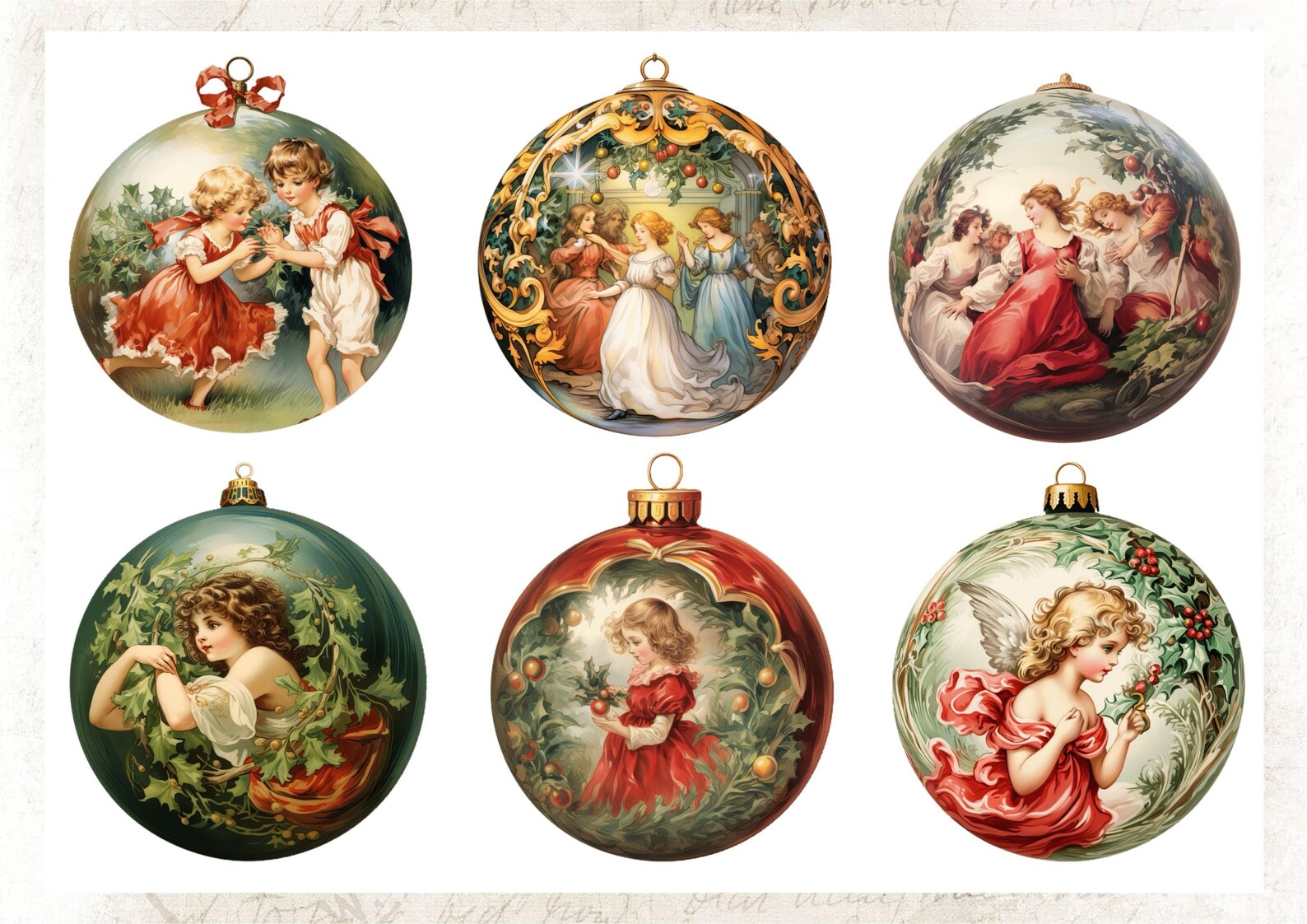 Rice Paper for Decoupage, Festive Bauble Collage Sheet, Christmas ...