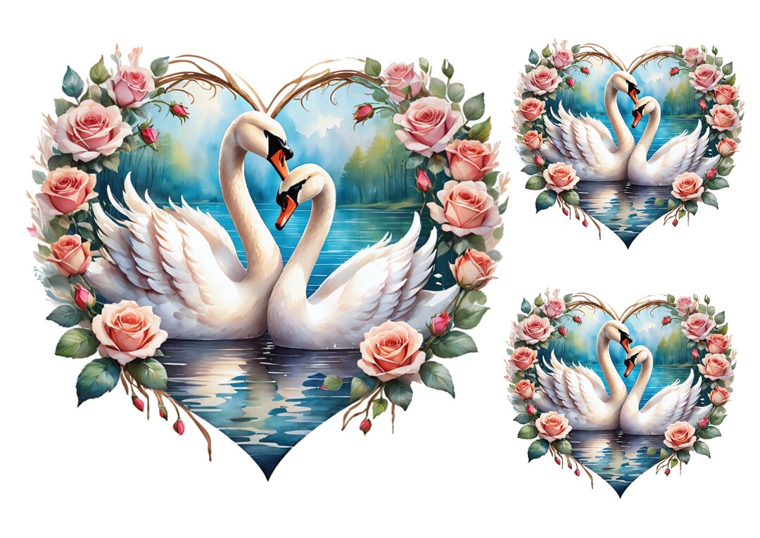 Swan Rice Paper for Decoupage: Floral Heart DIY Crafts - Etsy