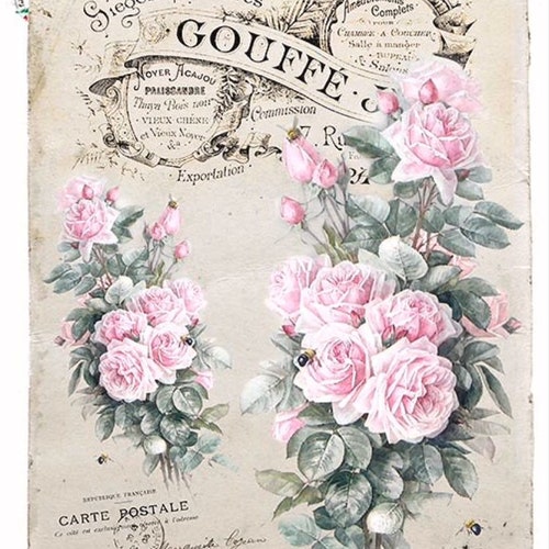 Rice Paper for Decoupage / Vintage Pink Roses / Decorative - Etsy