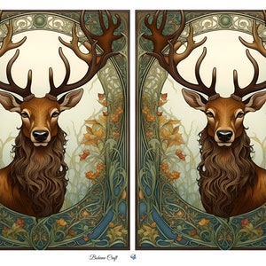 Decorative Rice Paper for Decoupage, Gothic Nouveau Stag, Art Print ...