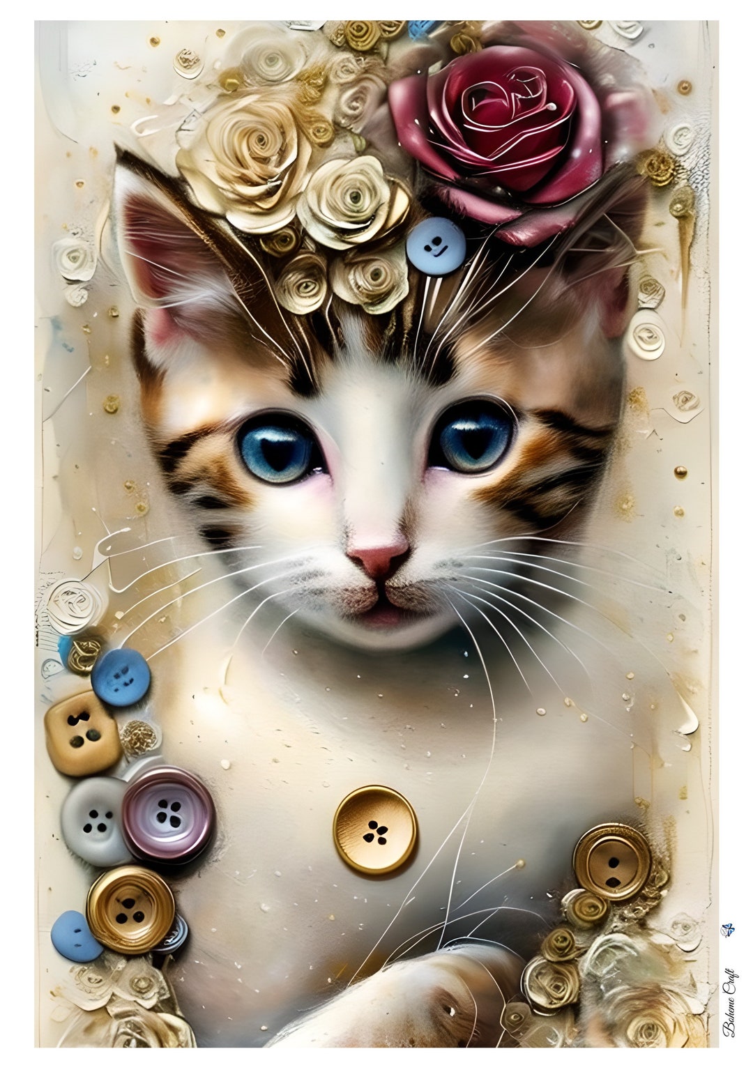 Rice Paper for Decoupage, Floral Cats, Scrapbooking, Journals, Various ...