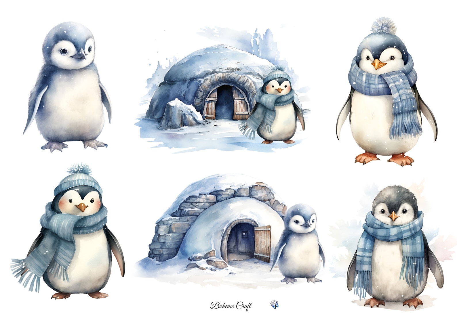 Winter Penguin Snow Scenes Rice Paper for Decoupage (A4 Sheet) - Etsy