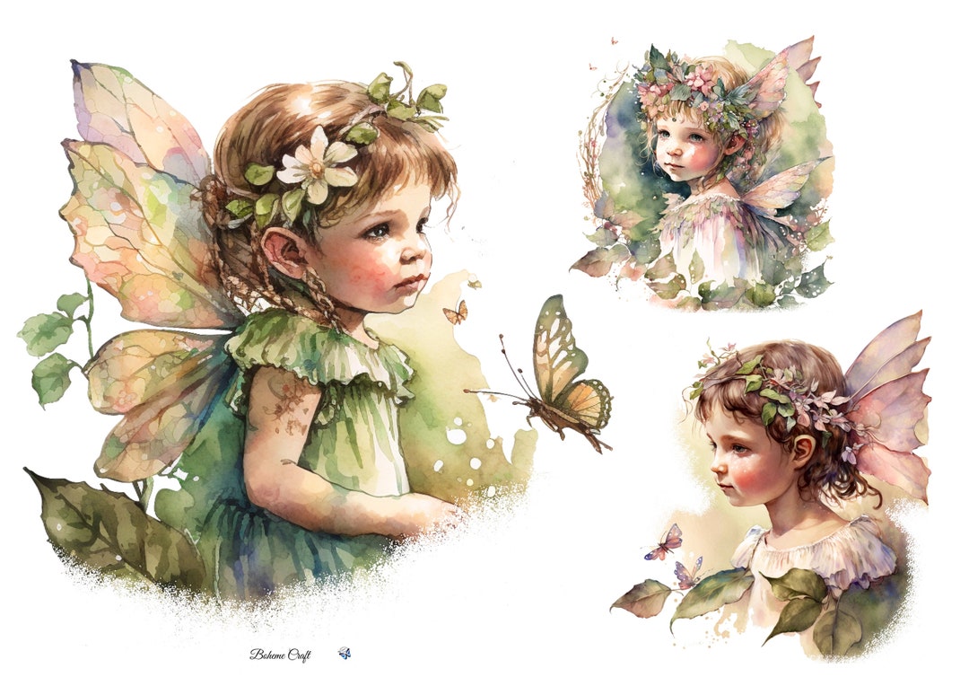 Rice Paper for Decoupage / Fantasy Fairy Cherubs / Mulberry Tissue ...