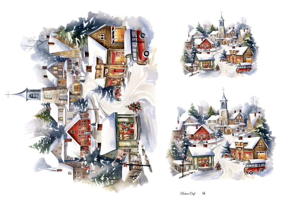 Decorative Rice Paper for Decoupage / Winter Snow Scenes / Scrapbooking ...