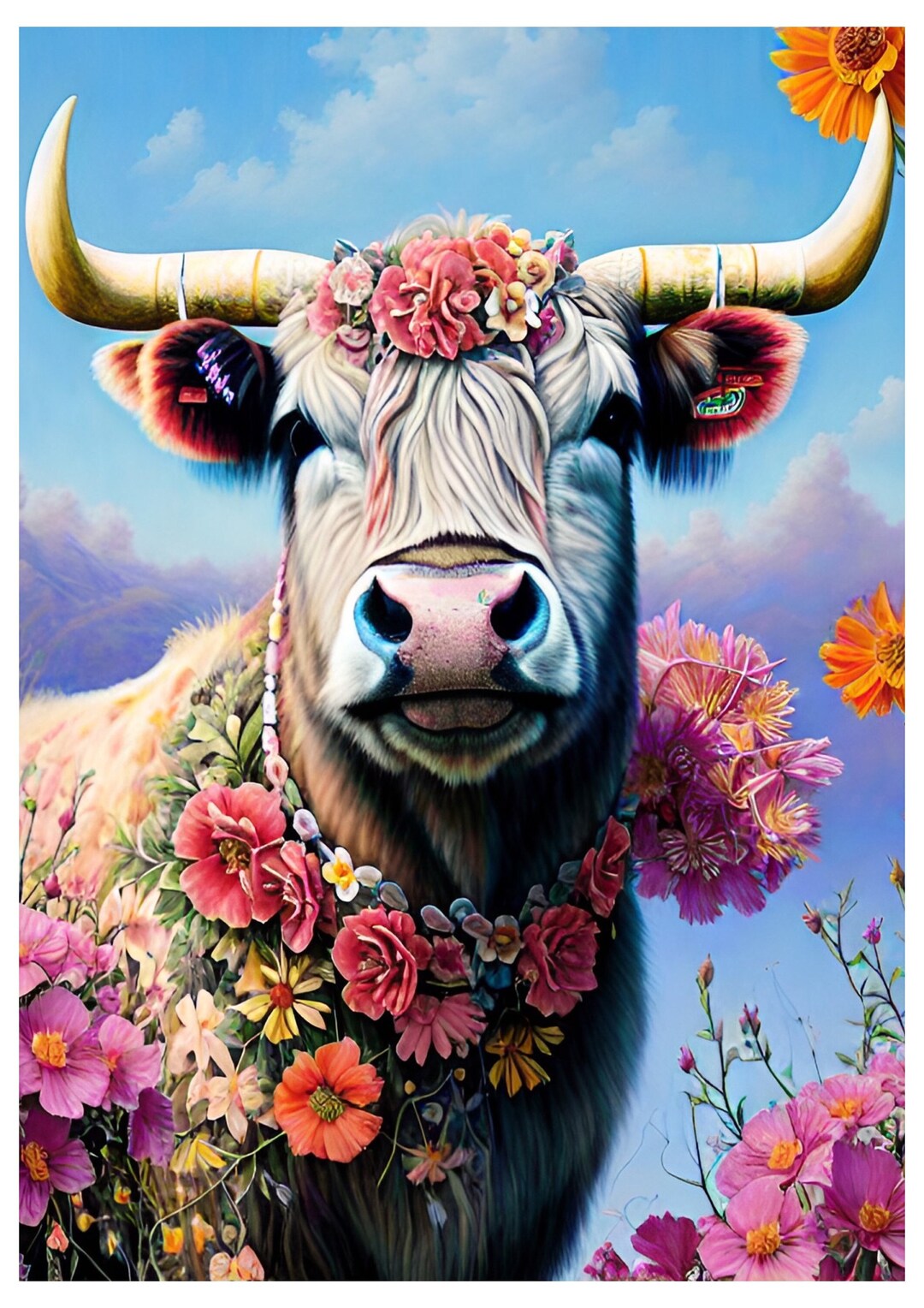 Rice Paper for Decoupage, Floral Cow Portrait, Decorative Mulberry ...