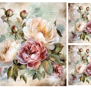 Vintage Roses Rice Paper for Decoupage, Scrapbooking, Journals, Card ...