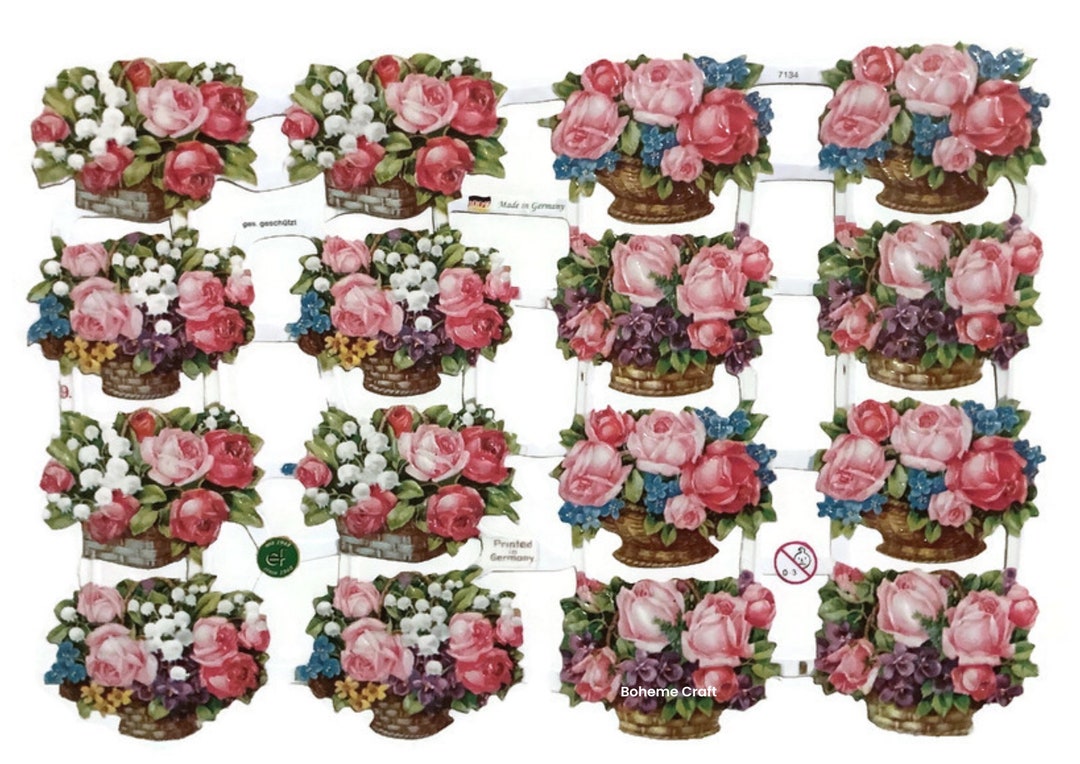Vintage Style Pink Rose Paper Die Cuts: Scrapbook Ephemera - Etsy