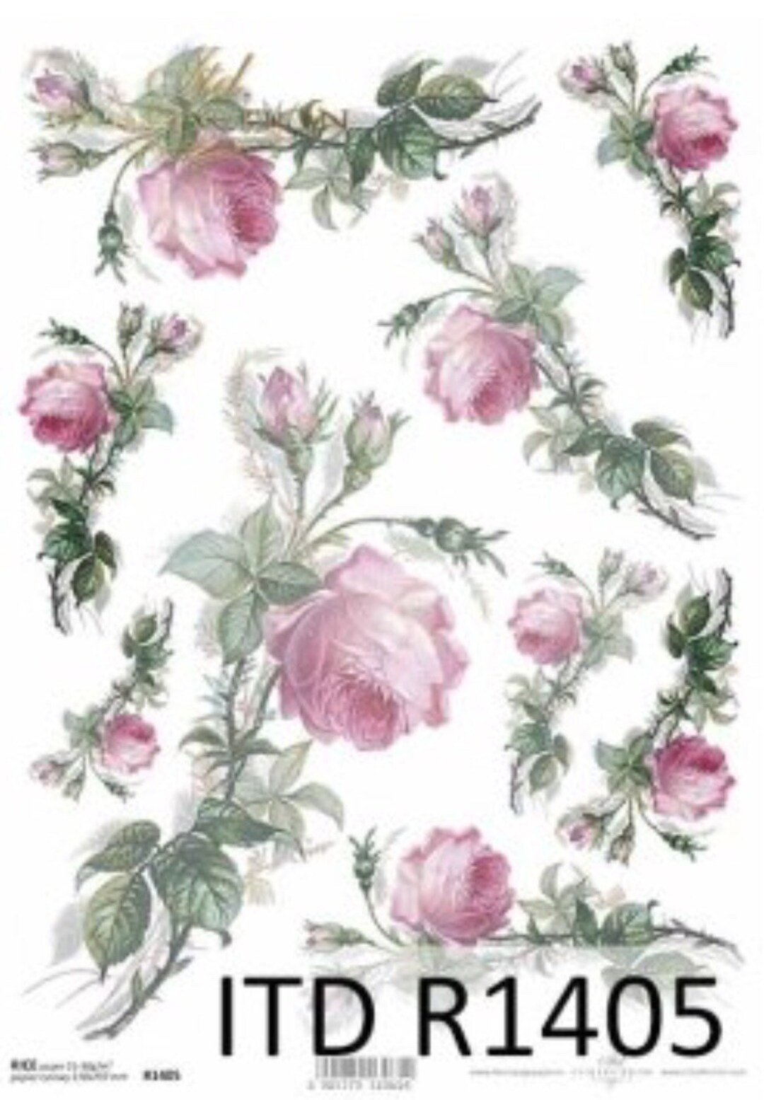 Vintage Pink Roses Rice Paper: A4 Decoupage Sheet - Etsy