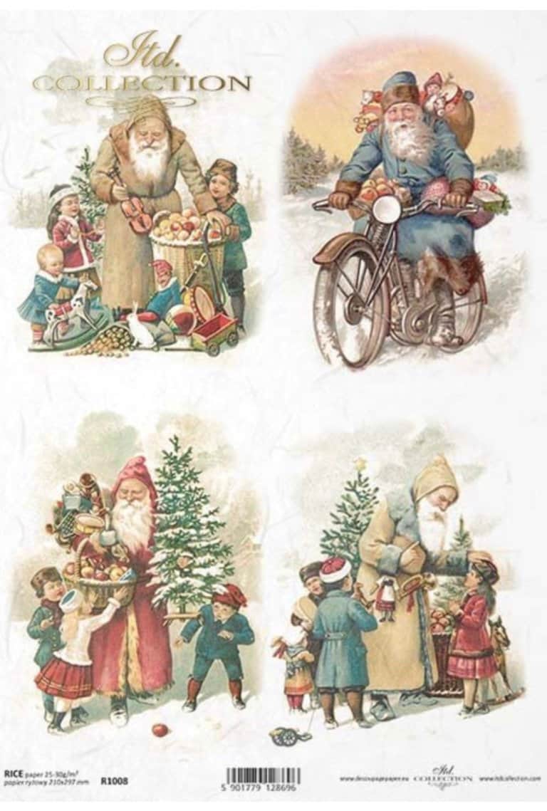 Vintage Santa Christmas Rice Paper for Decoupage: A4 Sheet - Etsy