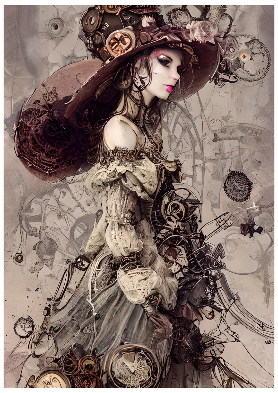 Rice Paper for Decoupage, Gothic Steampunk Woman, Scrapbooking, Card ...