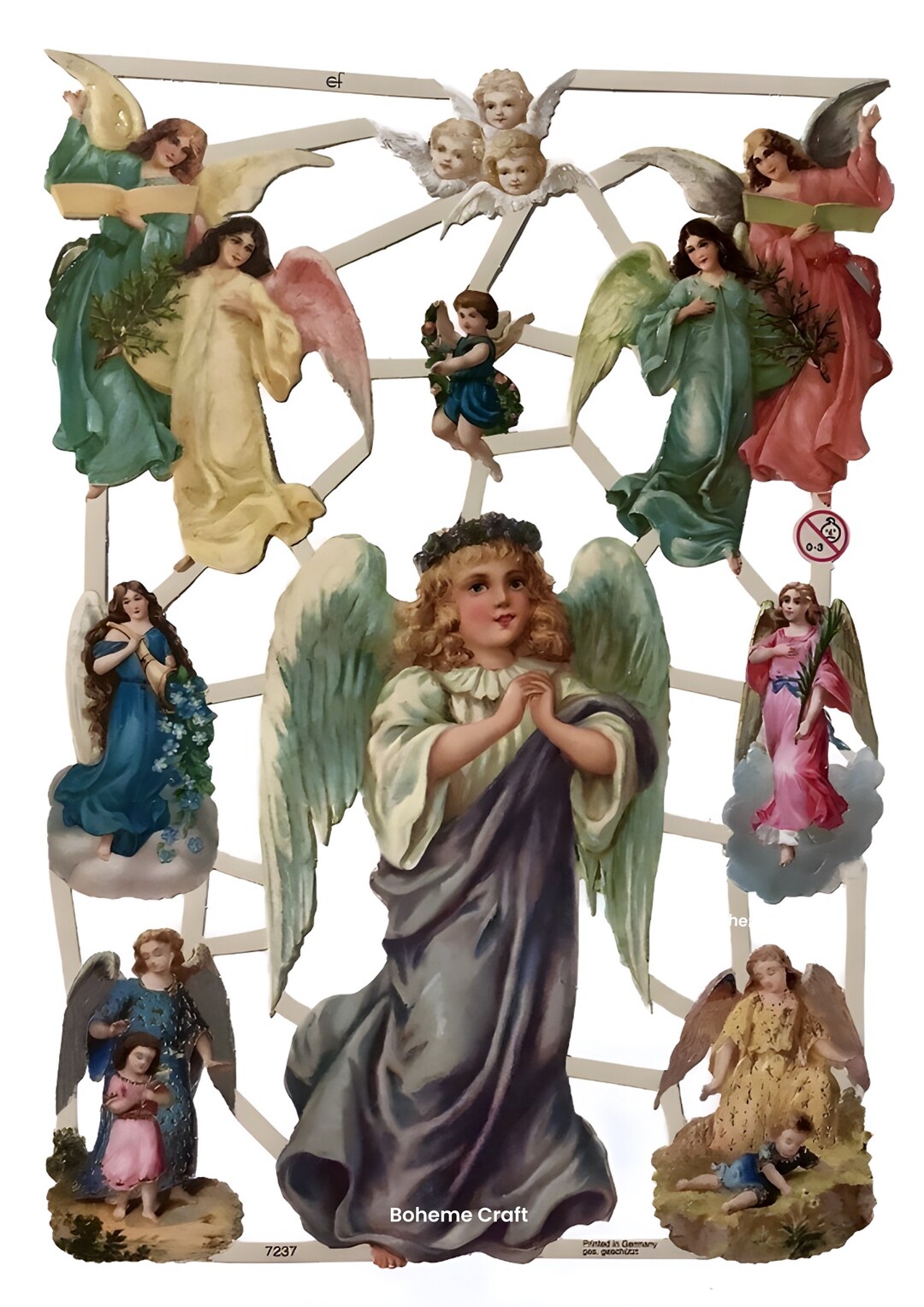 Die Cut Paper Scraps Reliefs, Vintage Angel, Embossed, Collage Sheet ...