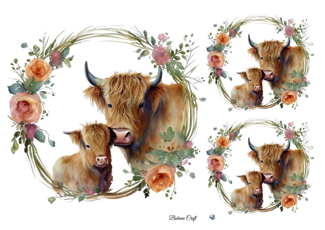 Rice Paper for Decoupage Highland Cows Collage Sheet - Etsy