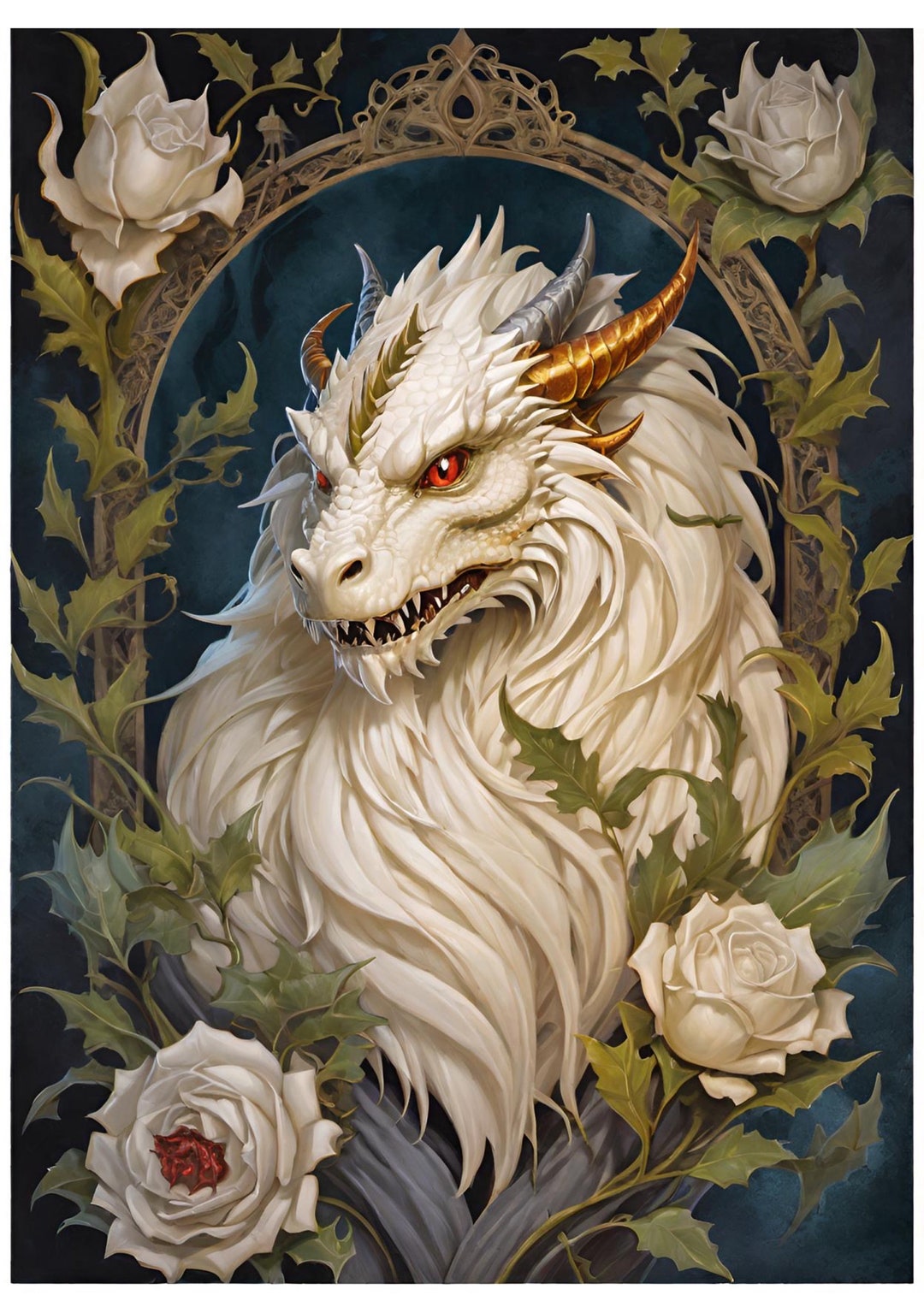 Decorative Rice Paper for Decoupage, Gothic Dragon, Art Print ...