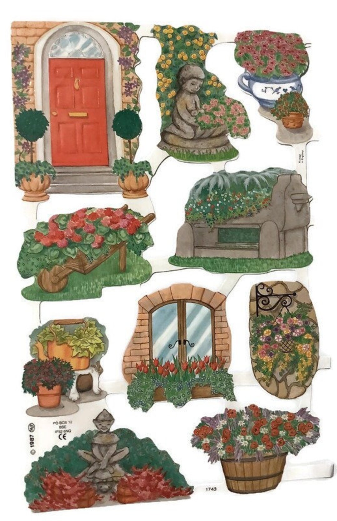 Vintage MLP Die Cut Embossed Paper Scraps, Flowers, Decoupage Sheet ...