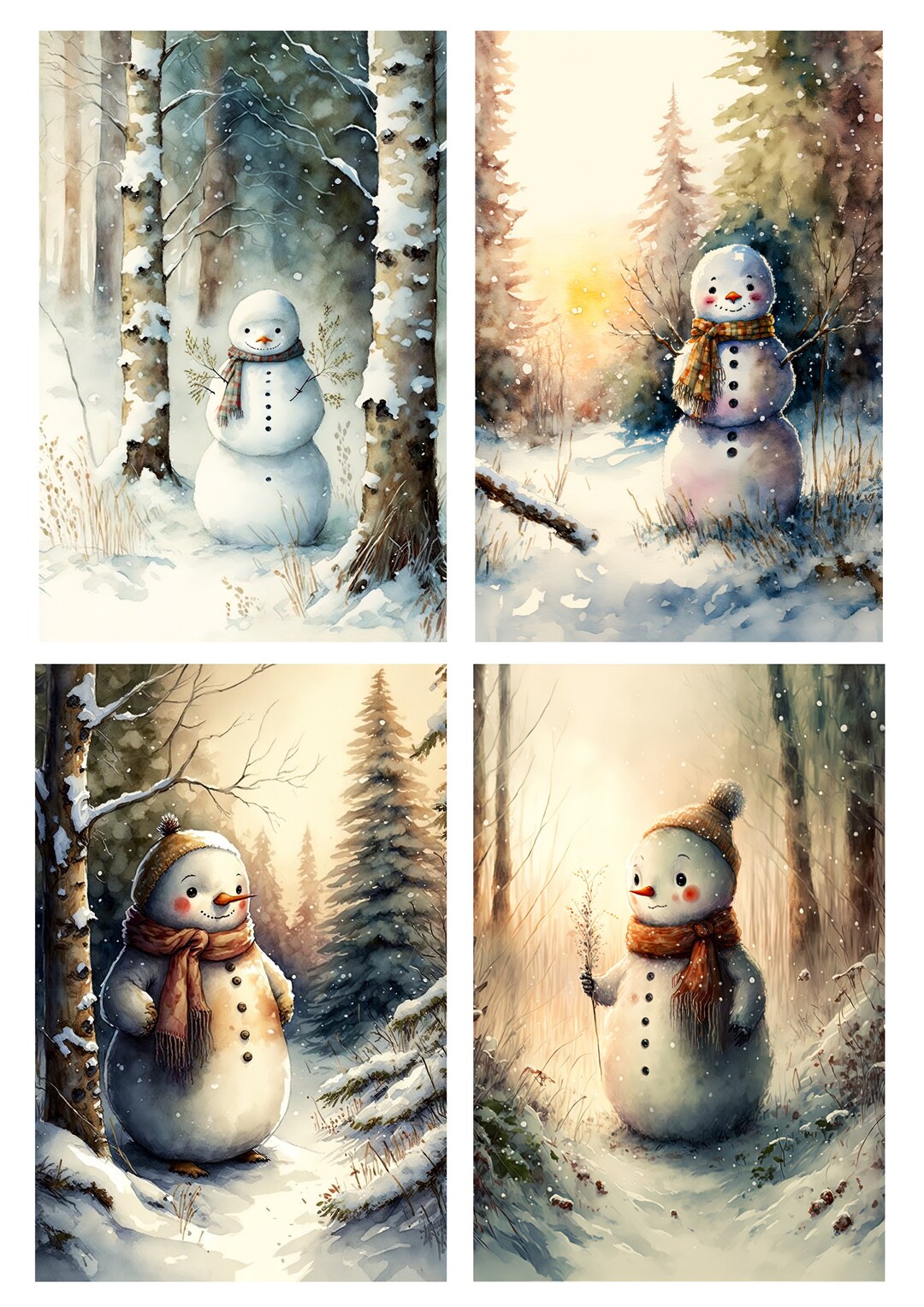 Snowmen Rice Paper for Decoupage: Christmas Paper Crafts (A4/A5) - Etsy