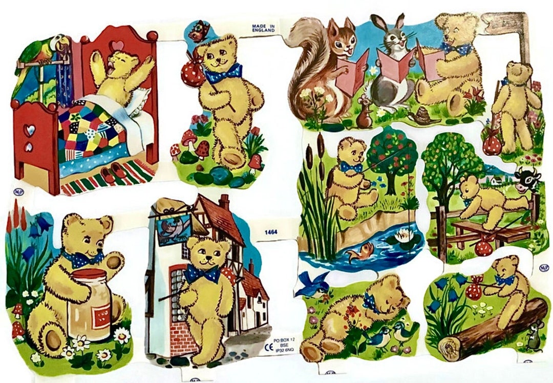 Vintage MLP Die Cut Embossed Paper Scraps, Teddy Bears in Hospital ...