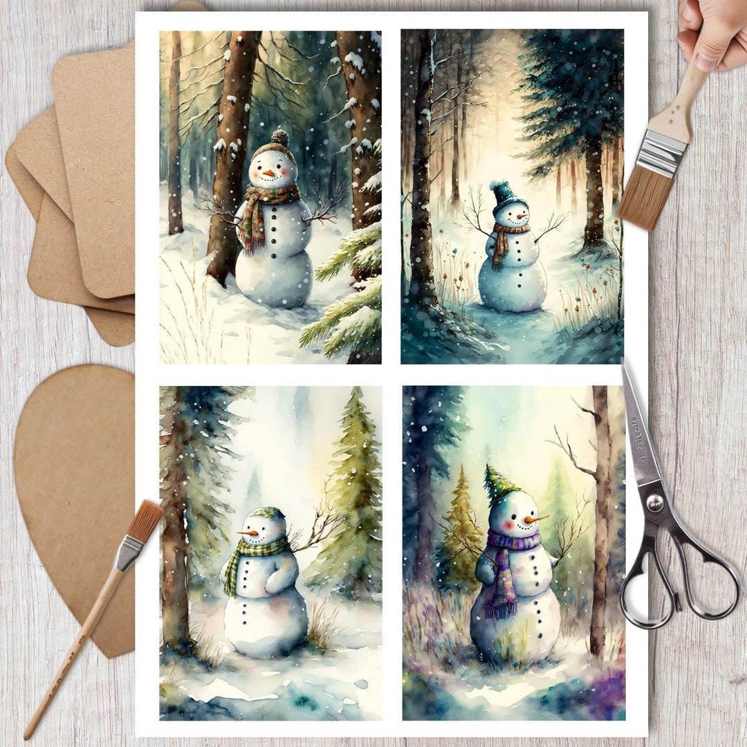 Snowman Rice Paper for Decoupage: Christmas Snow Scene Ephemera - Etsy