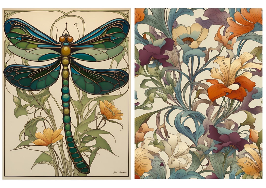 Art Nouveau Dragonfly Rice Paper: Decorative Decoupage Paper - Etsy