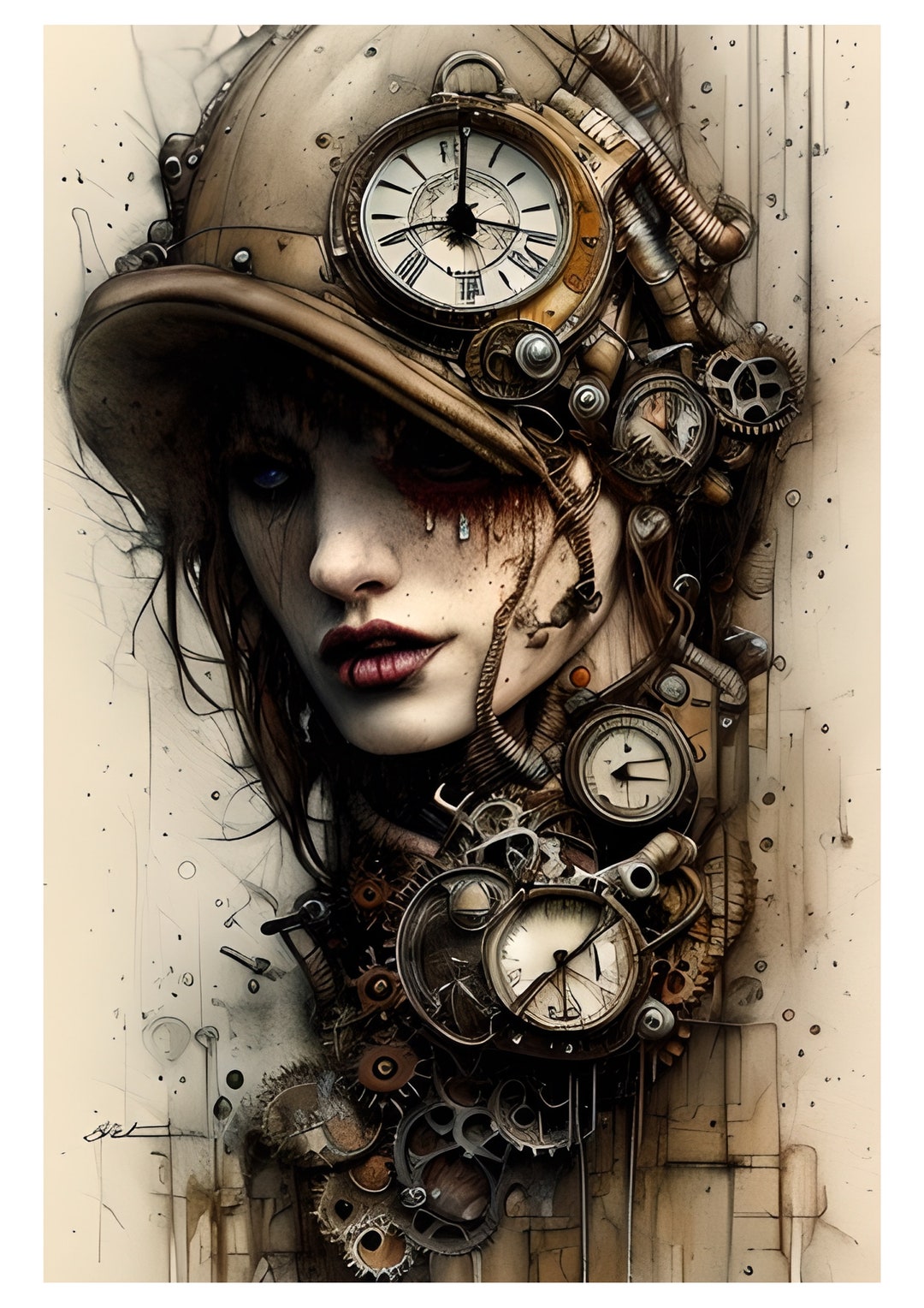 Decorative Rice Paper for Decoupage, Gothic Steampunk Woman ...