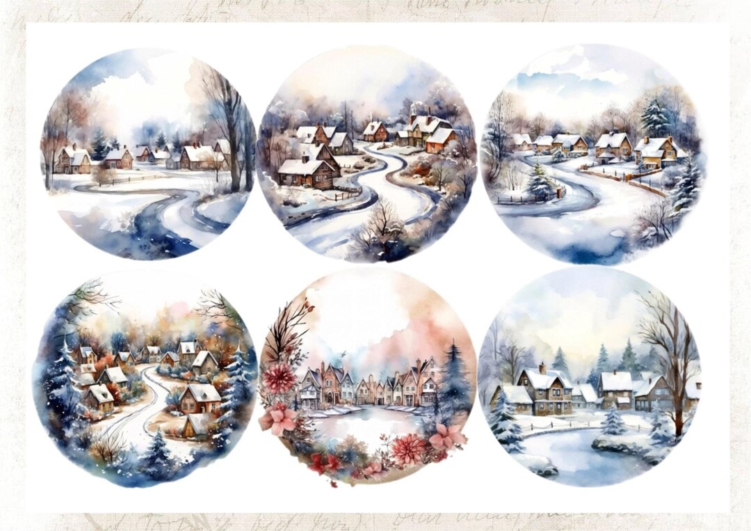 Winter Village Rice Paper for Decoupage: Snow Scene Collage - Etsy