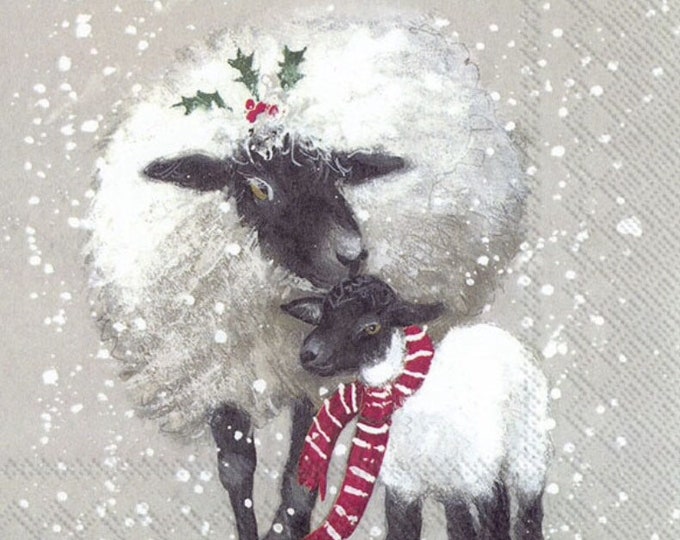 4 Decoupage Paper Napkins/ Sheep / Serviette / for Scrapbooking ...