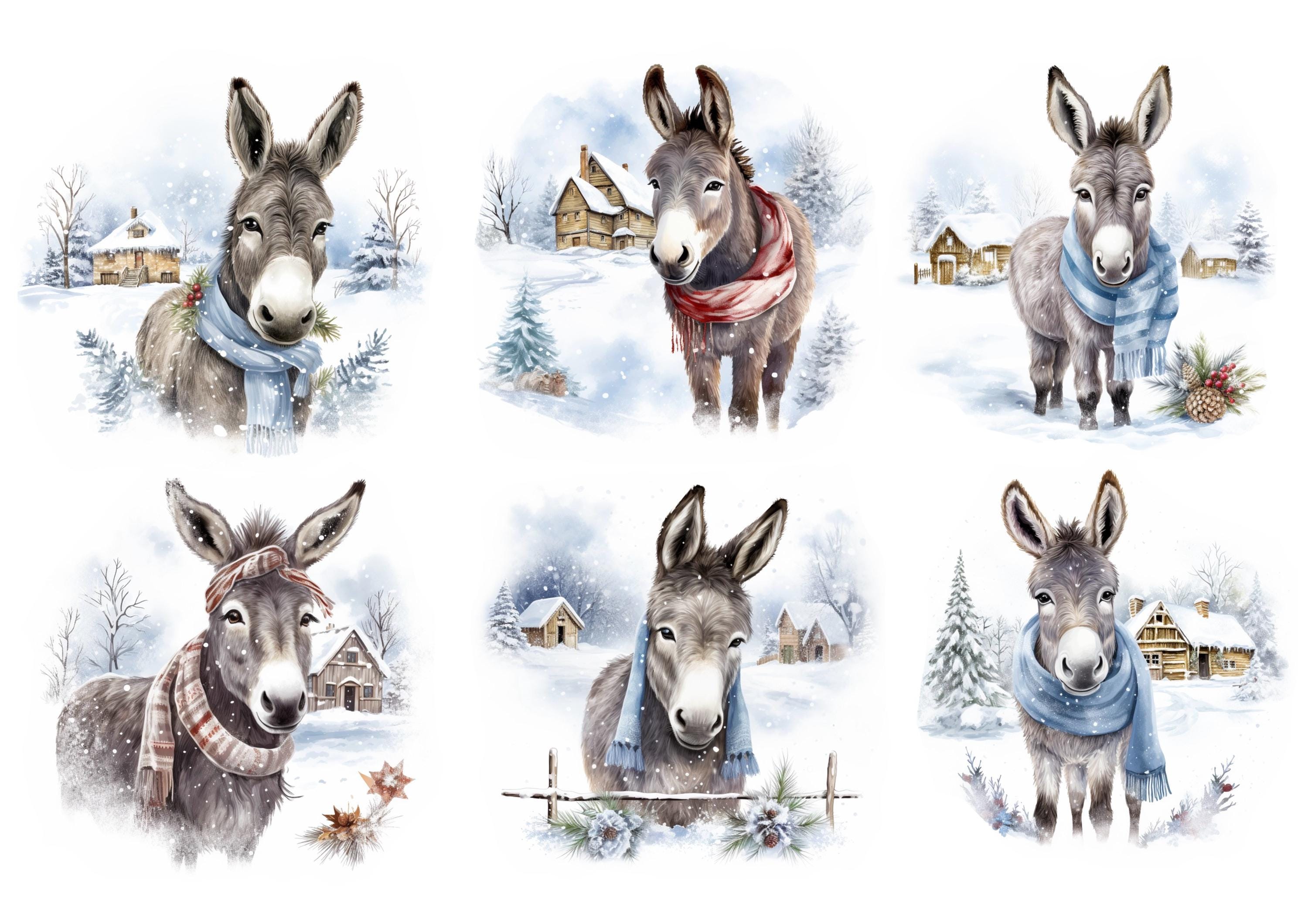 Winter Donkey Snow Scene Rice Paper: Decoupage, Scrapbooking (A4/A5) - Etsy