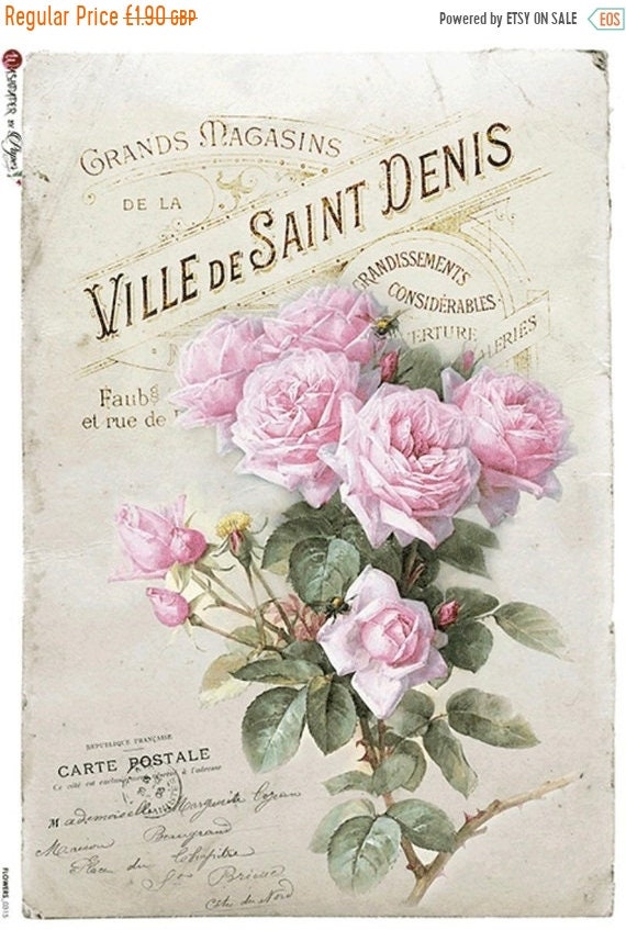 Rice Paper for Decoupage / Vintage Pink Roses / Decorative - Etsy